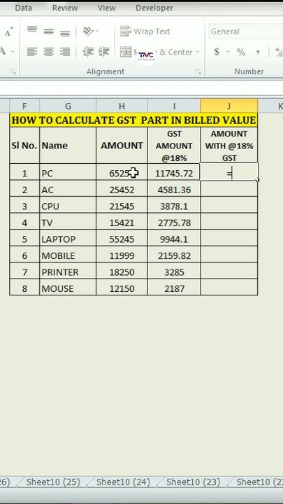 How to calculate GST in Excel easy method #shortsfeed #shorts #excel ...