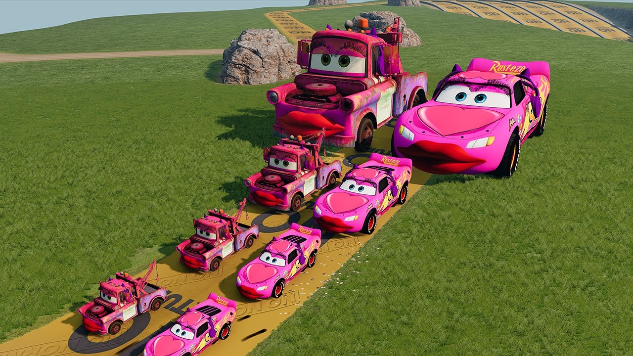 Big & Small Lighting Mcqueen With a Big Rocket vs Tow Mater With a Big ...