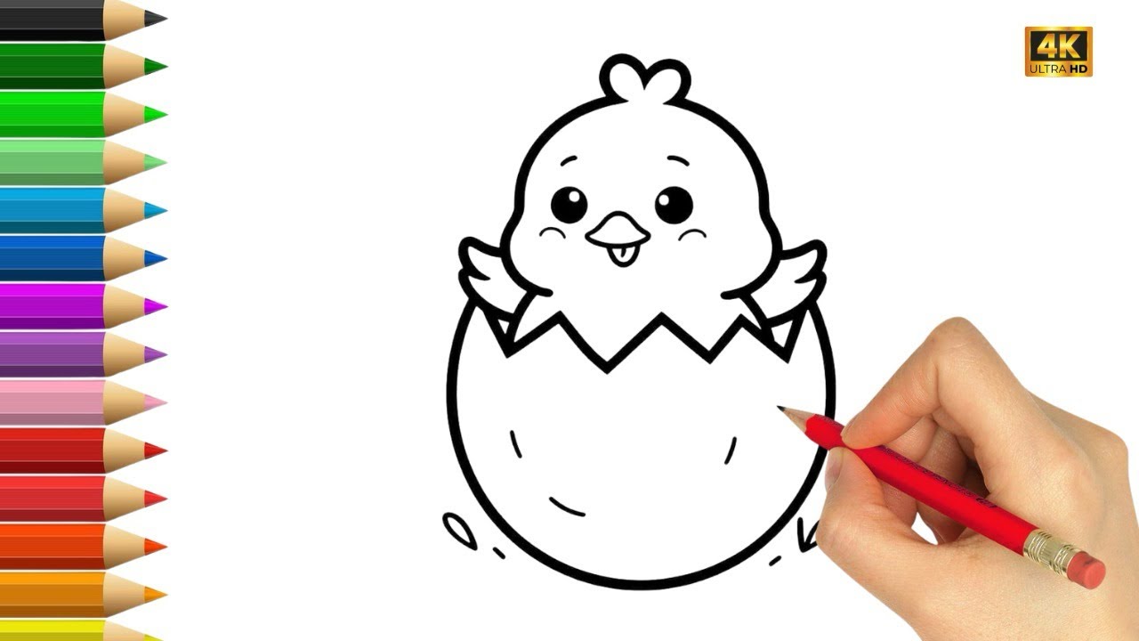 Cute Chick Hatching from Egg Drawing | Easy Step-by-Step - YouTube