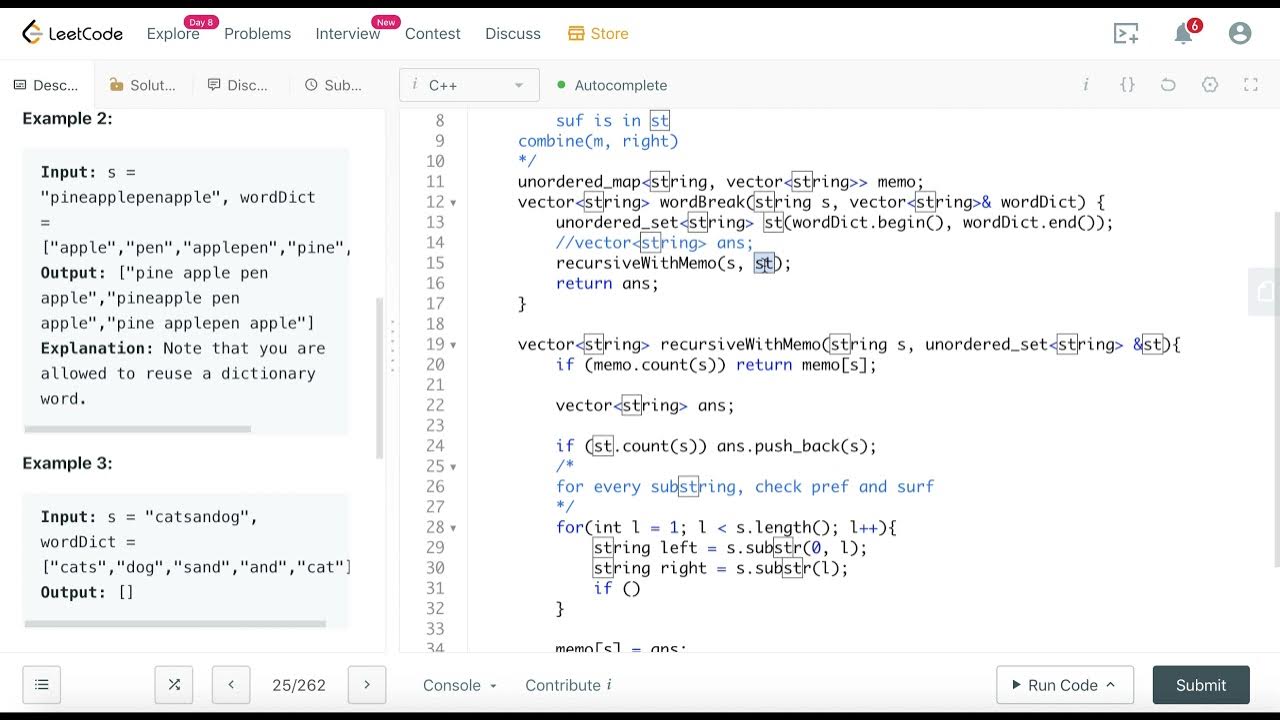 Leetcode 140 Word Break Ii Logic Coding Recursivewithmemo Youtube