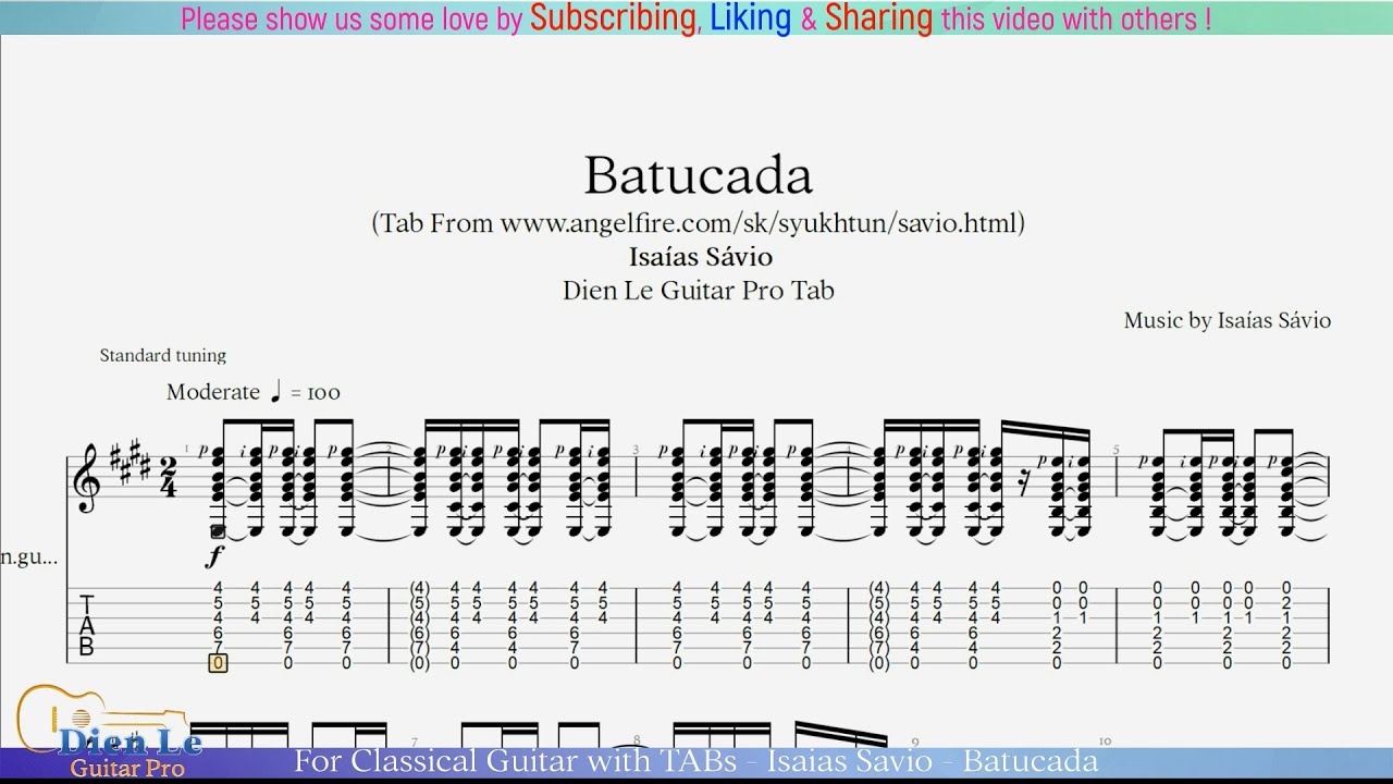 For Classical Guitar with TABs - Isaias Savio - Batucada - YouTube