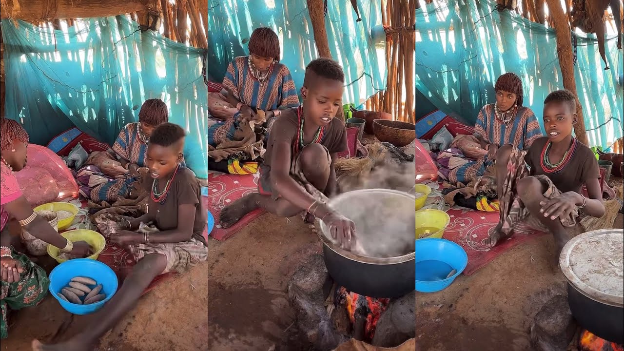 Tribal food, Muna, Ethiopia of African - YouTube