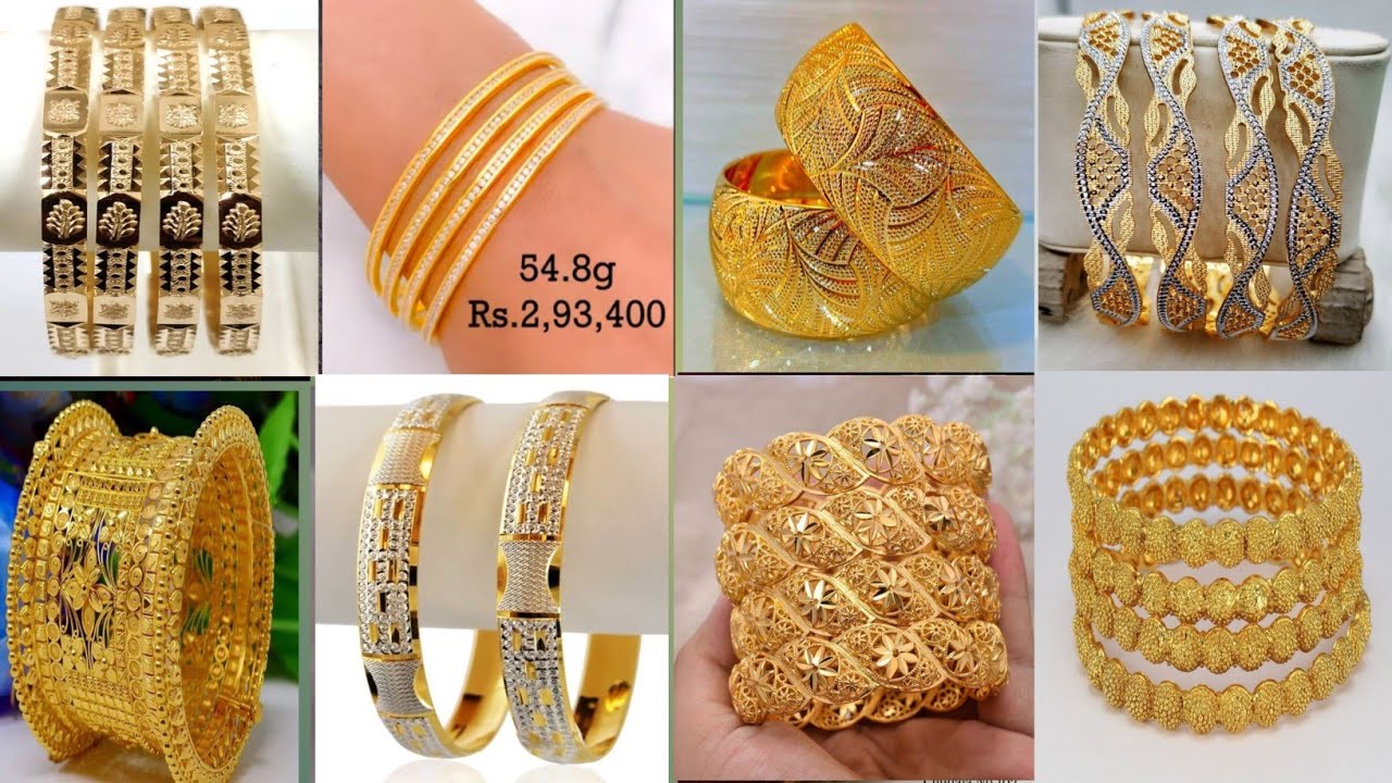 Latest gold Bangals design || trending gold bangal with weight and ...
