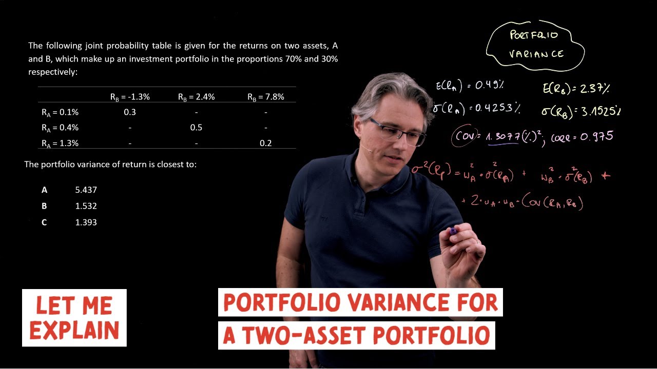 Portfolio variance for a two-asset portfolio (for the @CFA Level 1 exam ...