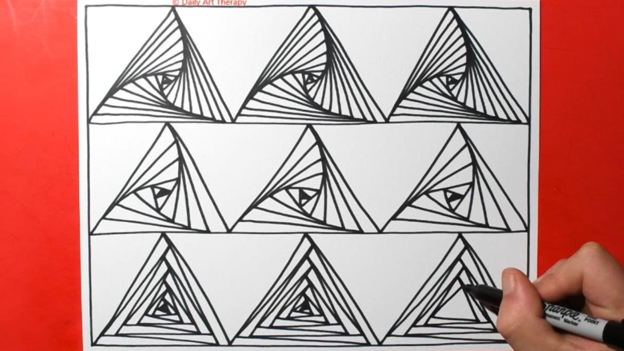 Daily Line Illusion | Triangles Exercise / 3D Art Therapy Pattern ...