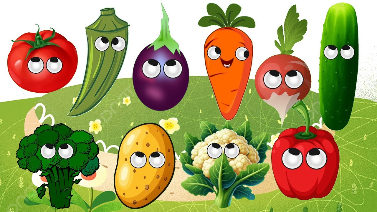 10 little vegetables jumping on the bed l 10 Little Vegetables Counting ...