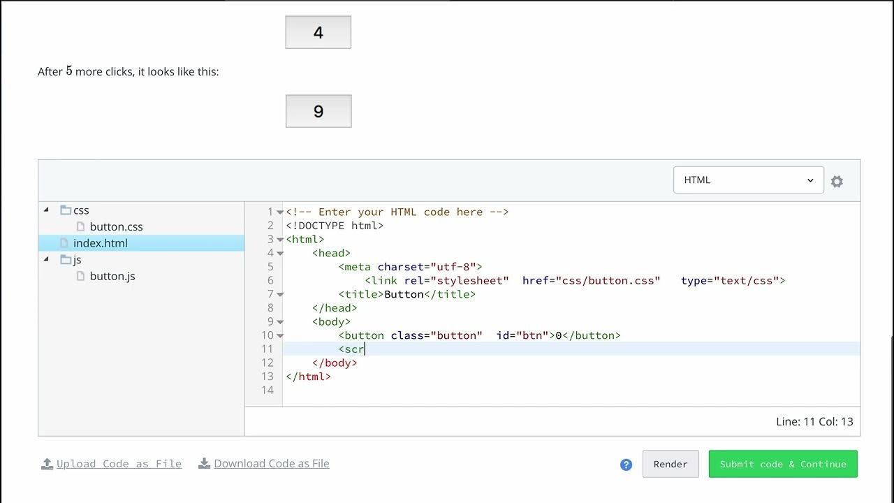 Hackerrank 10 Days of Javascript - Day 8: Create a Button Part 2 of 3 - YouTube