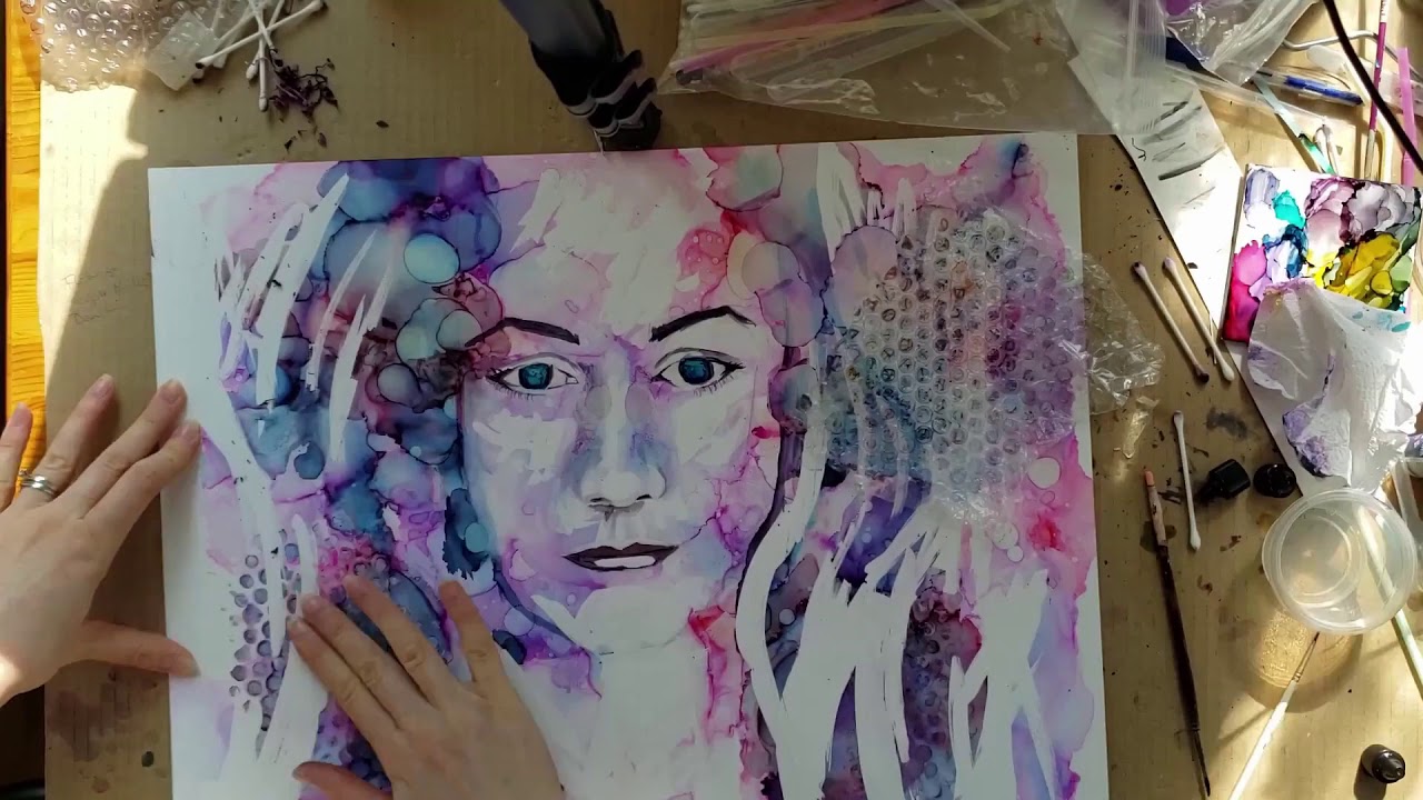 How to paint a portrait in ALCOHOL INK - YouTube