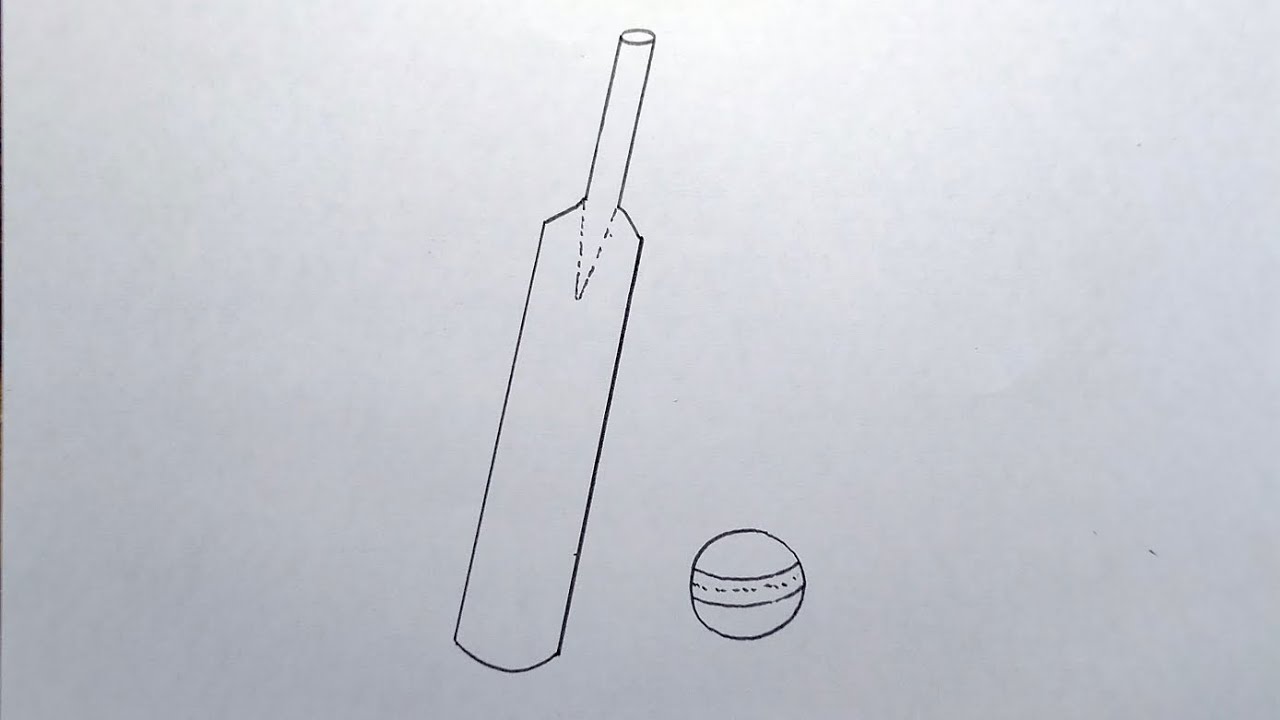 How to draw cricket Bat and Ball || Bat ball drawing easy || बैट और ...