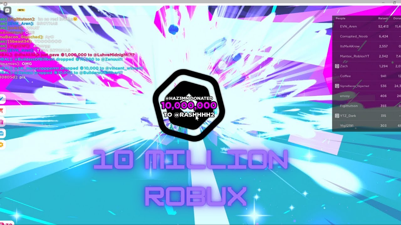 10 MILLION Robux donation on Roblox PLS DONATE - YouTube