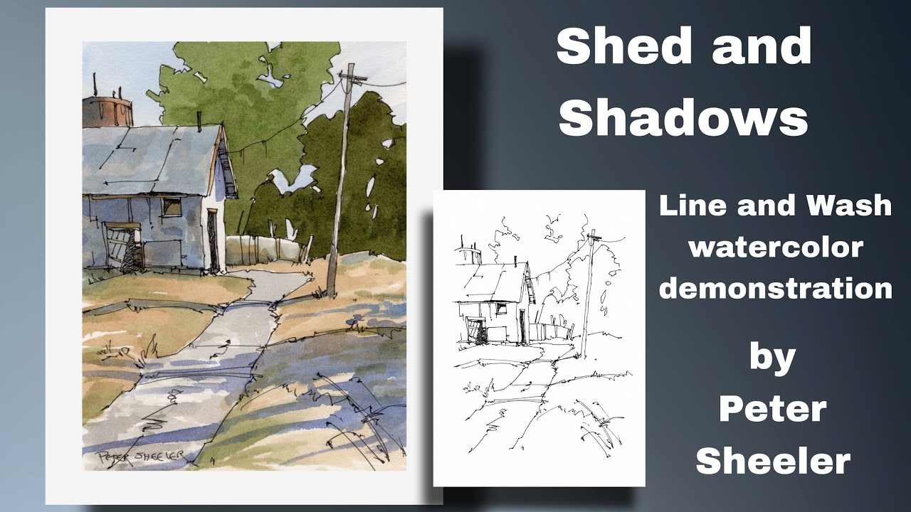 How to paint Shadows and an Old Shed in Line and Wash Watercolor. Great ...
