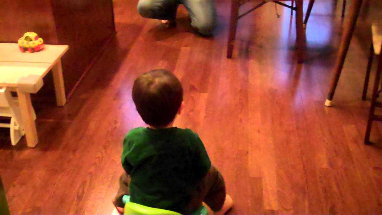 Aiden "riding" his potty. - YouTube