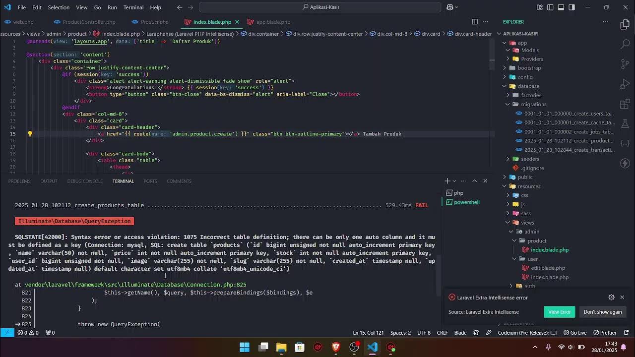 Pembuatan aplikasi kasir dengan laravel - YouTube