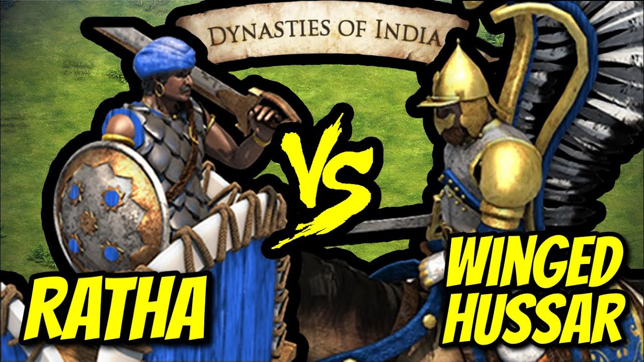 133 ELITE RATHA (Melee) vs 200 WINGED HUSSARS (Total Resources) | AoE ...