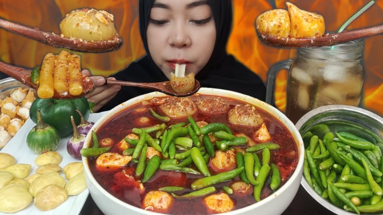 Mukbang Baso Aci Mozzarella Dan Lalapan Mentah Asmr Mukbang Youtube
