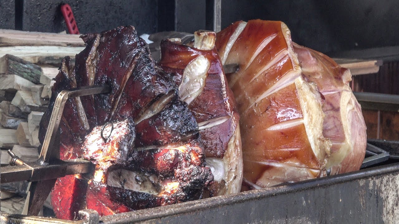 Huge Roasted Hams of Prague. Street Food - YouTube
