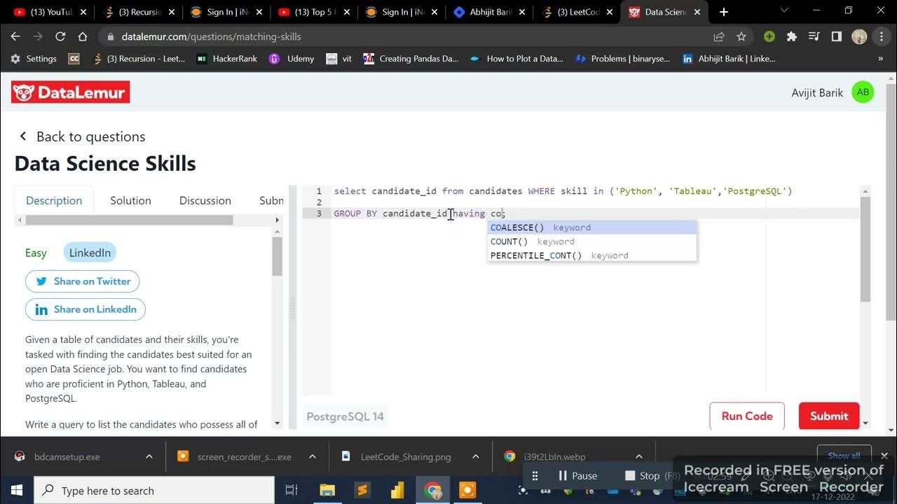 Data Science Skills sql | Data Lemur | easy | SQL - YouTube