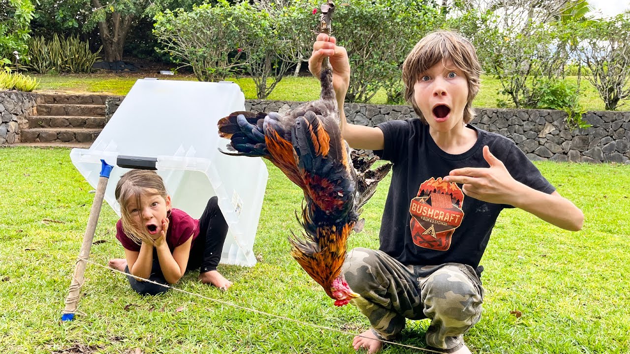 WILD CHICKEN CATCH AND COOK - HOW TO TRAP WILD ANIMALS FOR SURVIVAL ...