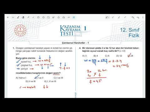 Test-1- Çembersel Hareket ( Meb Kazanım Kavrama Testi- 12. Sınıf - KK-1)