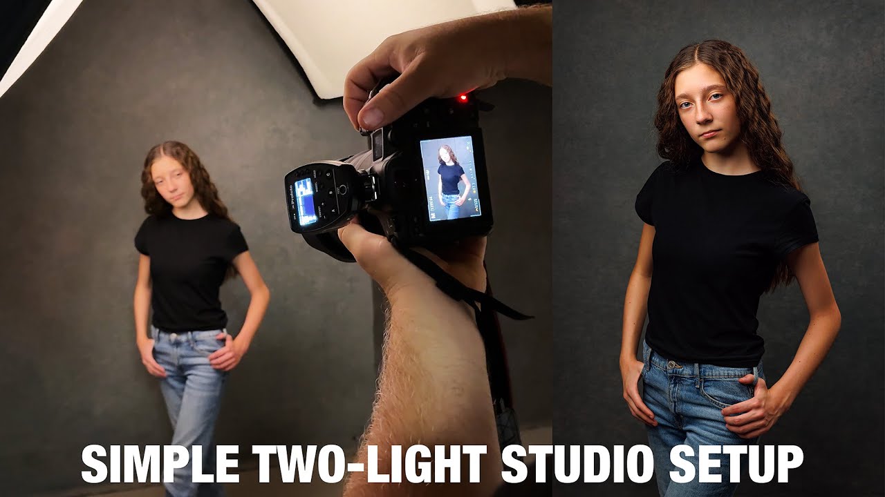 Simple Two-Light Studio Setup with Large Soft Boxes for Portrait Photography - YouTube
