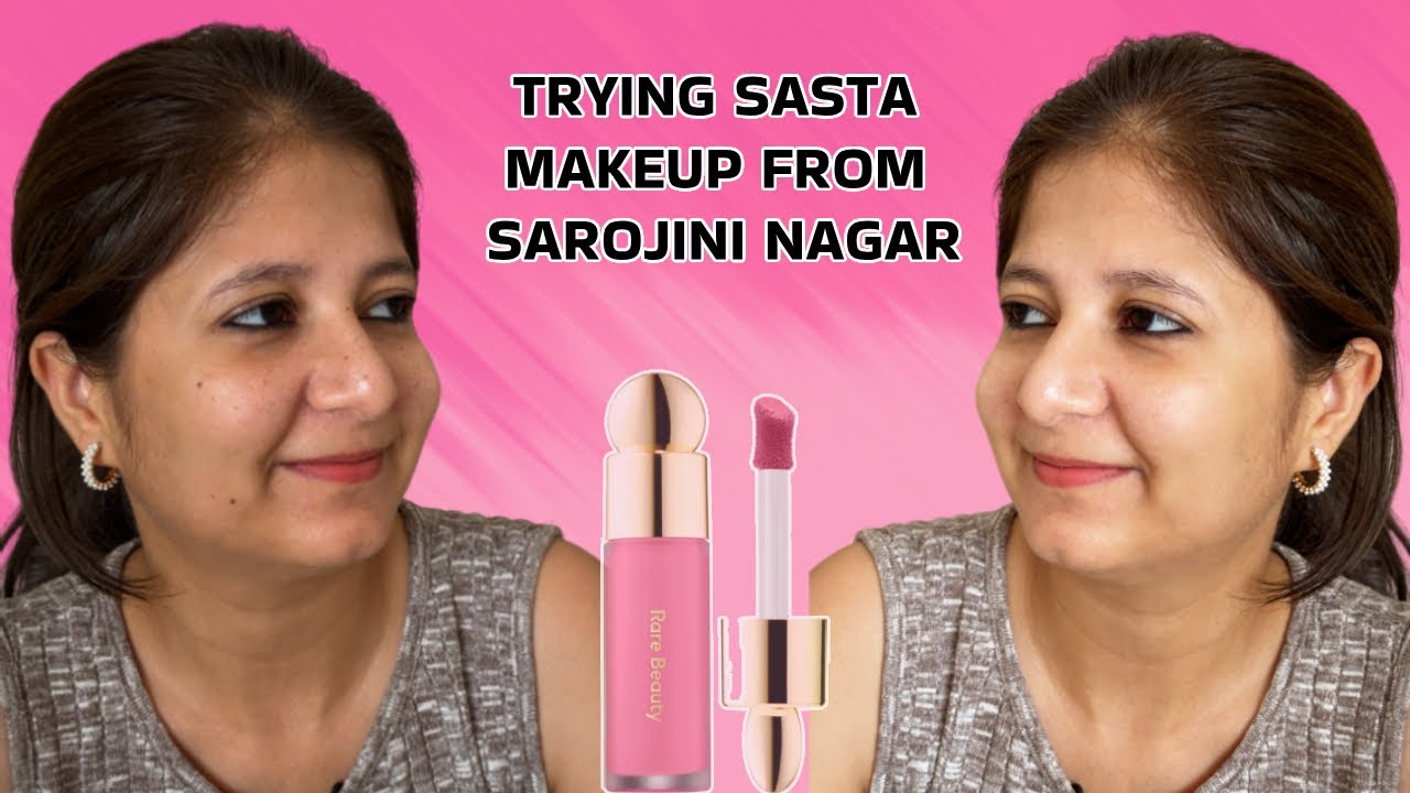 I tried Sasta Makeup from Sarojini Nagar||Sab kharab hogya🥲 #sarojinimakeup - YouTube