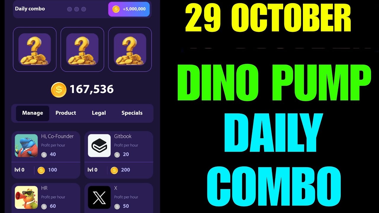 Dino Pump Combo Card Today | Dino Pump Airdrop Listing Date | 28-29 ...