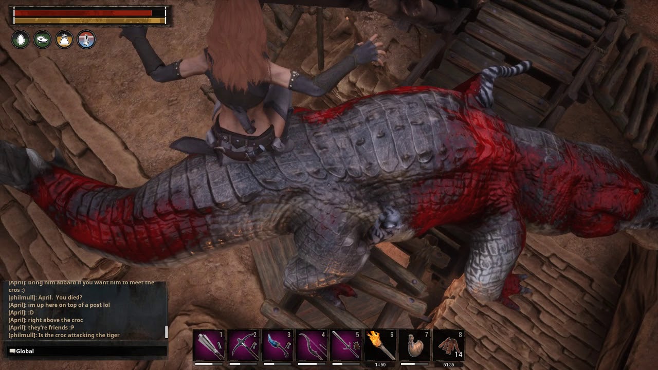 Conan Exiles - Croc Boss and King White Tiger meet at the black hand ...