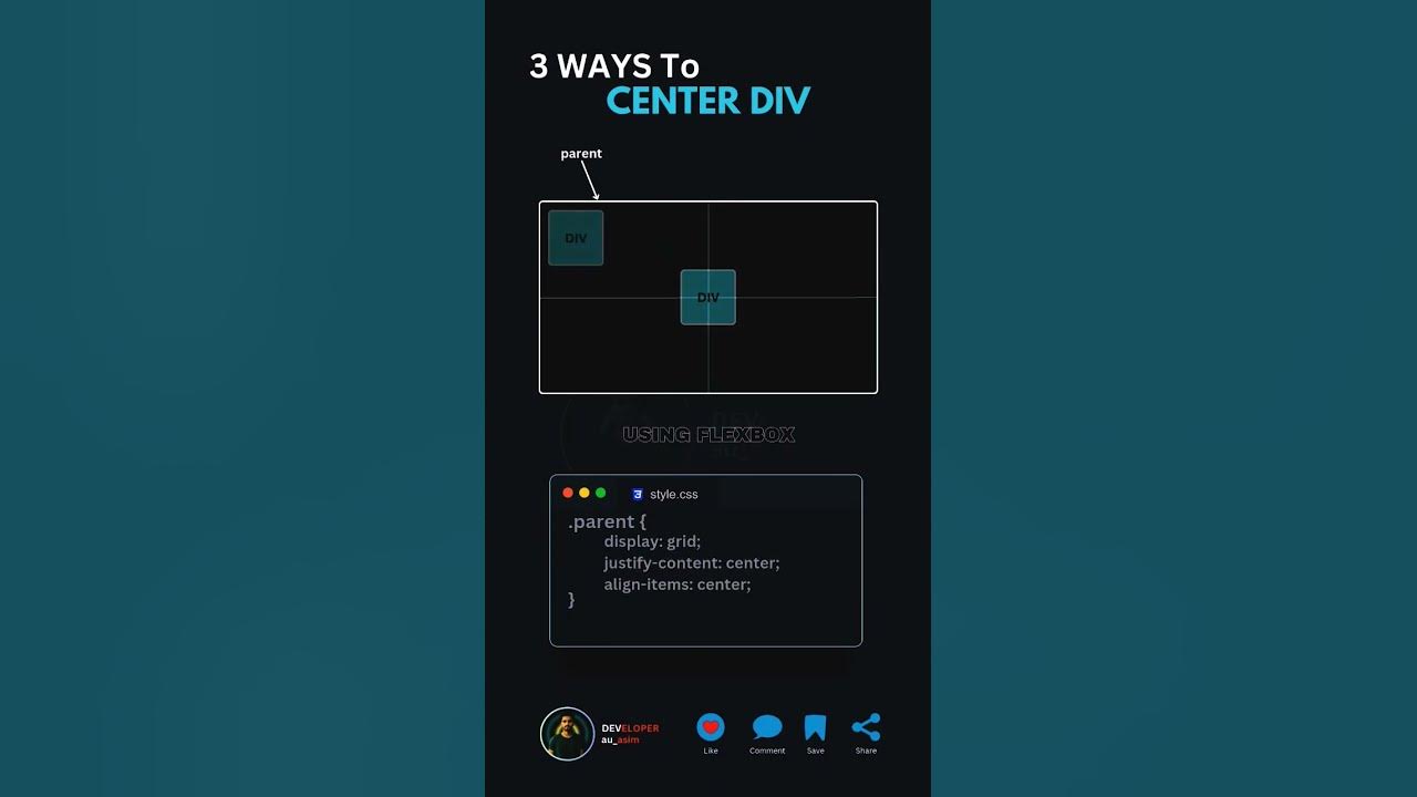 3 Ways To Center The Div Html Css Javascript Coding Webdevelopment