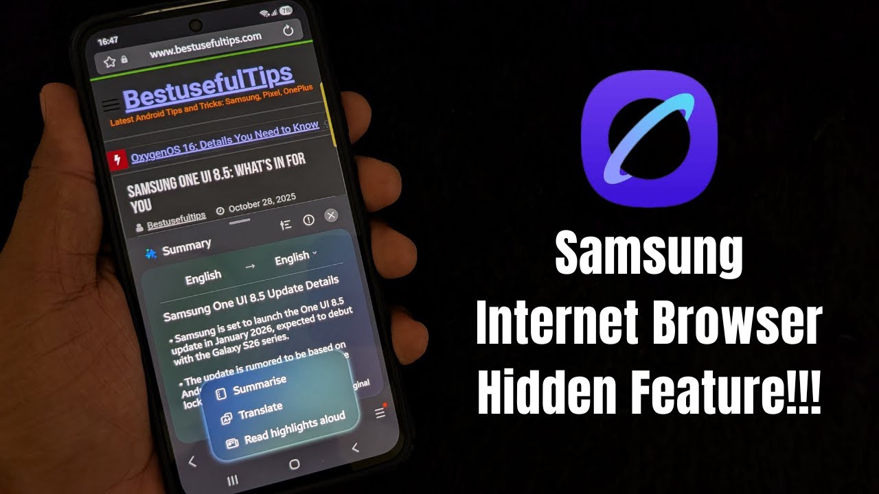 Samsung Internet Browser Hidden Features | Top 3 One UI Updates - YouTube