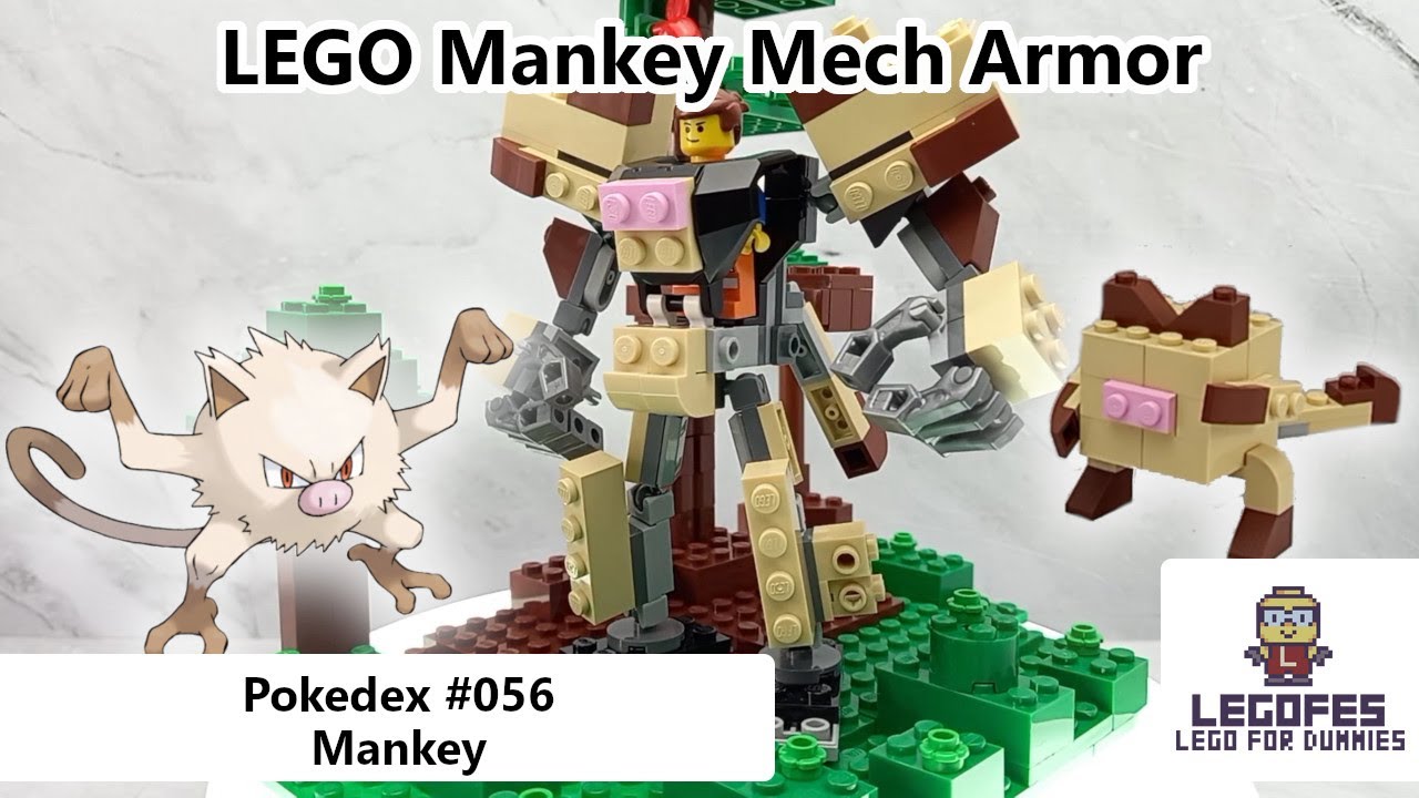 LEGO POKEMON MECH - Pokedex 055 Mankey (Tutorial Build & Armor Robot ...