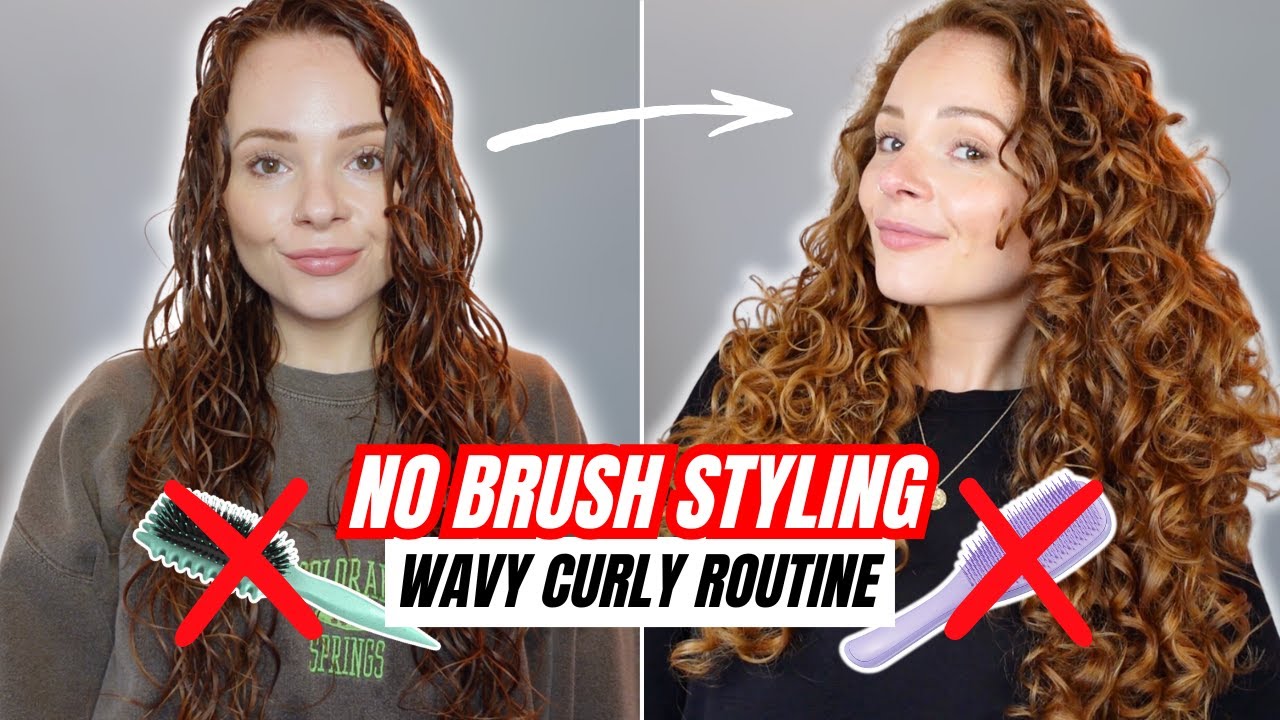 NO BRUSH STYLING CURLY HAIR ROUTINE | simple wavy curly hair routine ...