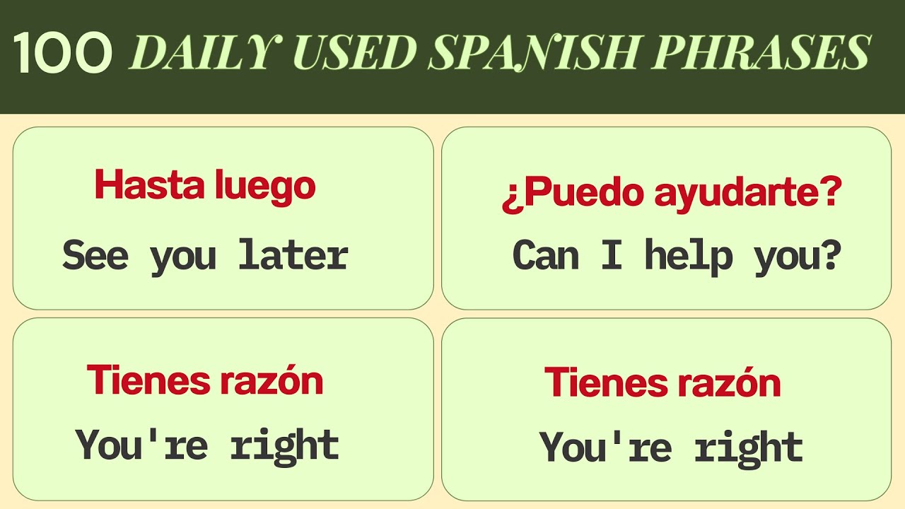 100 Daily Used Phrases in Spanish With English Translation | Faster Way ...