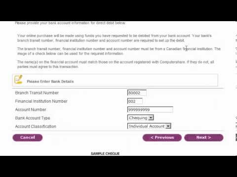Pre-Authorized Debit Service: (Canada) Instructions for Shareholders ...
