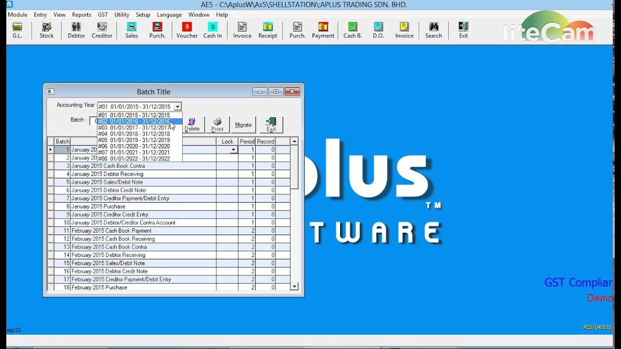 LS004 How to generate batch title for a accounting period in Aplus Accounting - YouTube