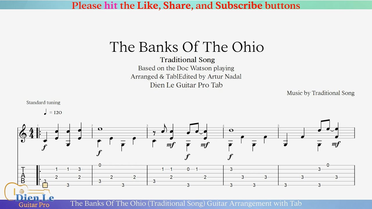 The Banks Of The Ohio (Traditional Song) Guitar Arrangement with Tab ...