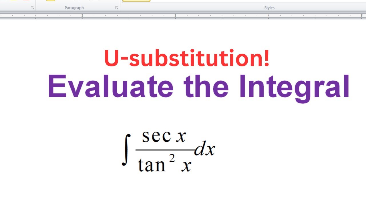 Integral of (sec x)/(tan^2(x)) - YouTube