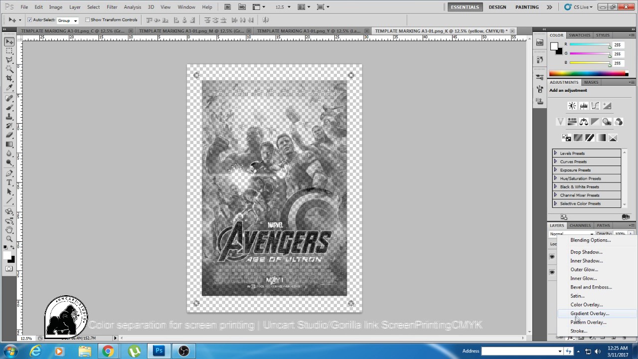 Screen Printing CMYK color separation - YouTube