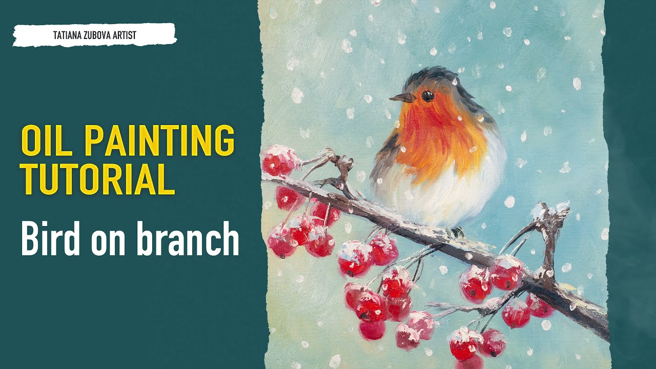 Decorative bird with Oil Color – step by step painting tutorial - YouTube
