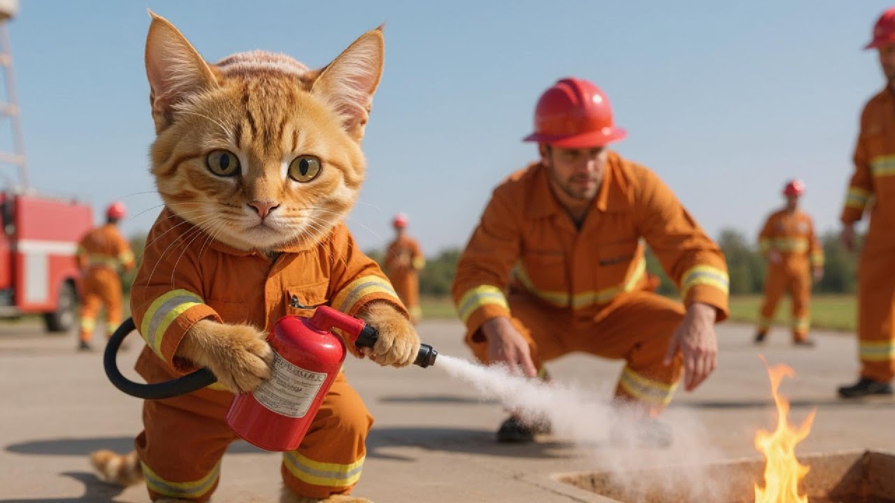 Ginger Kitten the Brave Firefighter – Heroic Rescue of a White Kitten ...