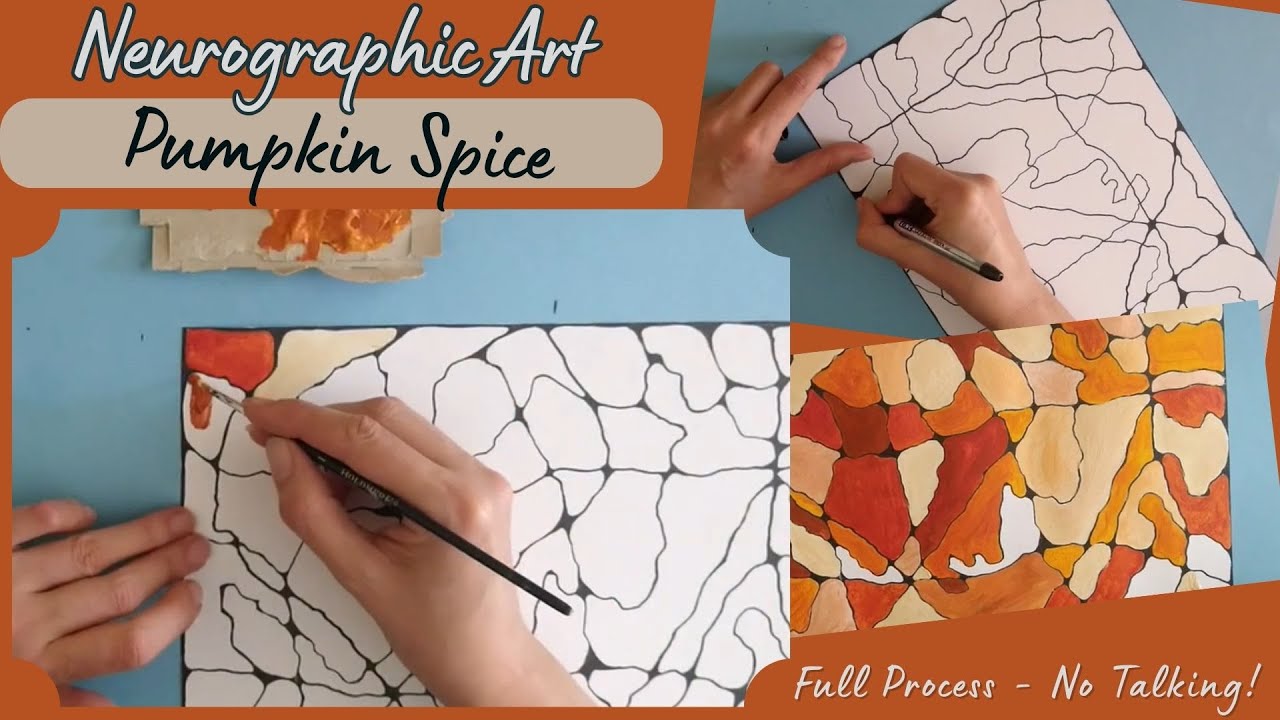 Pumpkin Spice inspired Neurographic Art | Art Therapy Full process no ...
