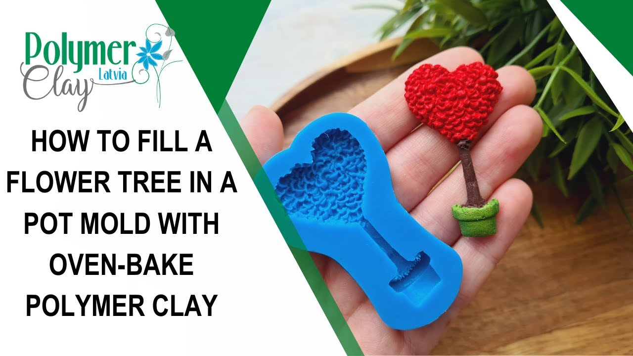 How to fill a flower tree in a pot mold with oven-bake polymer clay ...