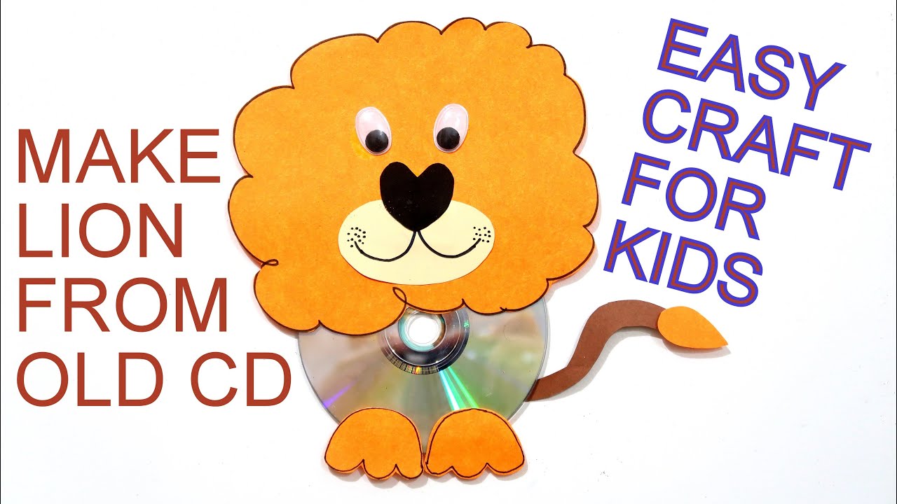 LION | CD CRAFT | BEST OUT OF WASTE COMPETITION IN SCHOOL | EASY CRAFT ...