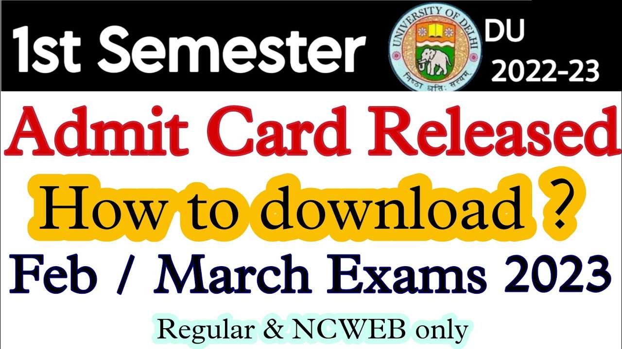 1st Semester Admit Card Released | Feb / March Exams 2023 | Admit Card ...