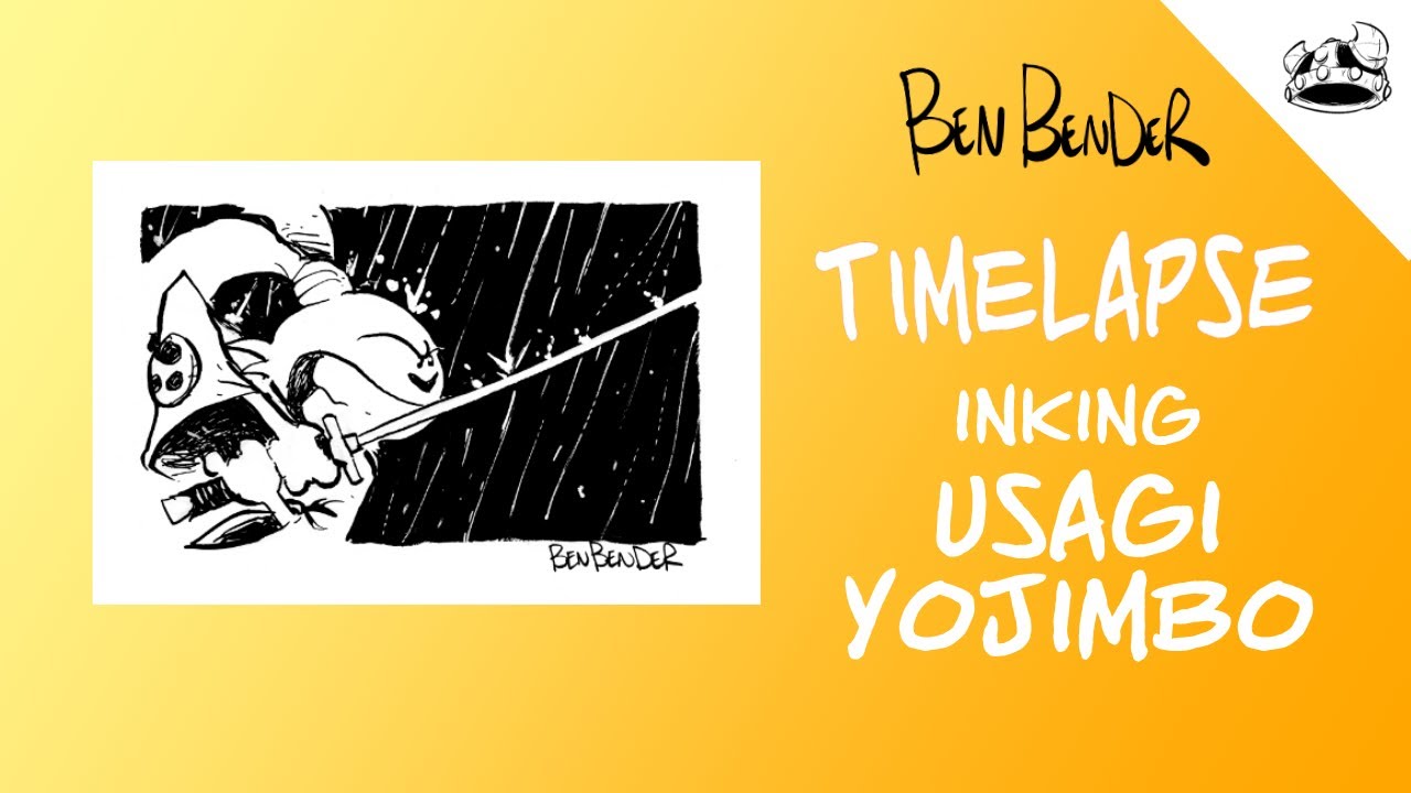 Comic Book Art! Inking a Sketch/Drawing of Usagi Yojimbo in the Rain ...