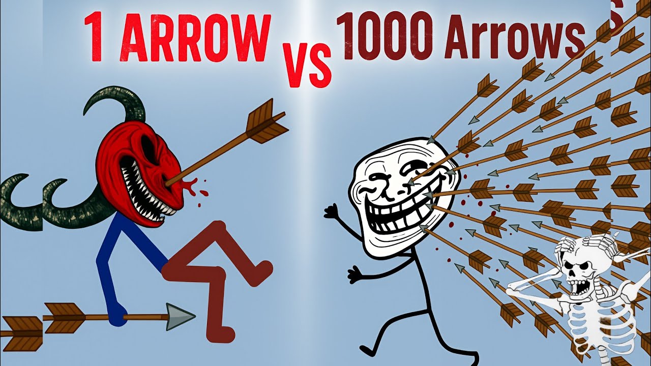1 Arrow vs 1000 Arrows - Stickman Dismounting - YouTube