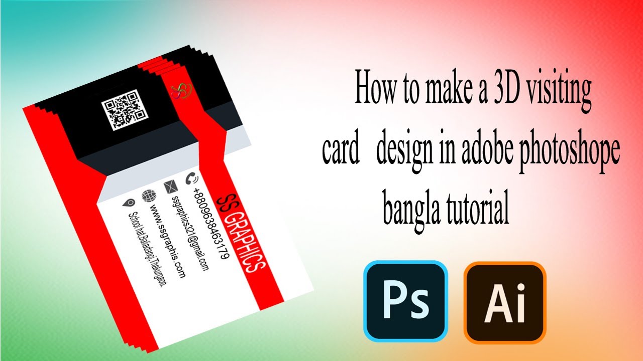 How to make a 3D visiting card design in adobe photoshope tutorial ...