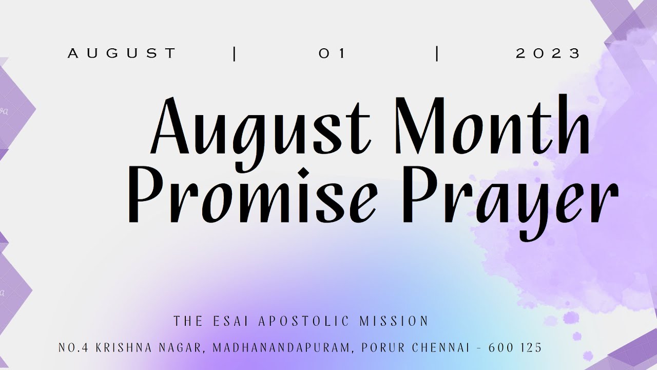 Live I August Month Promise Prayer I 01 August 2023 - YouTube