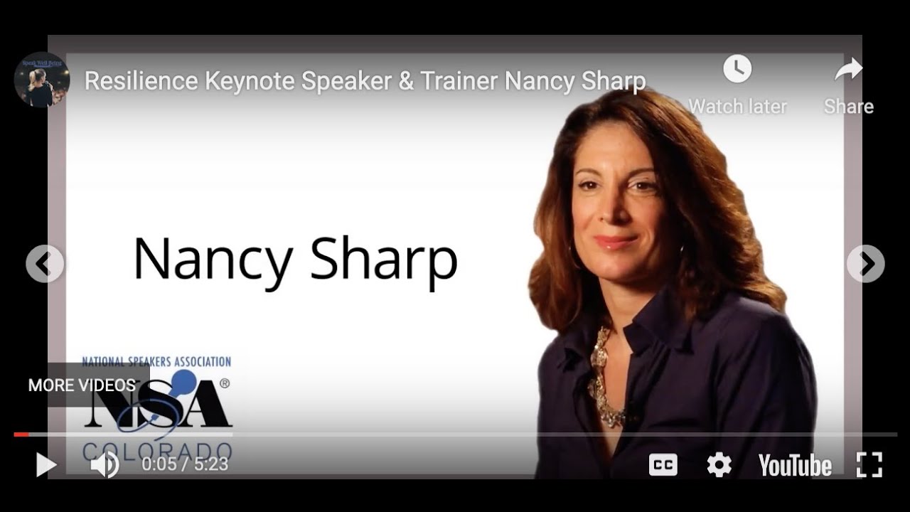 Resilience Keynote Speaker & Trainer Nancy Sharp - YouTube