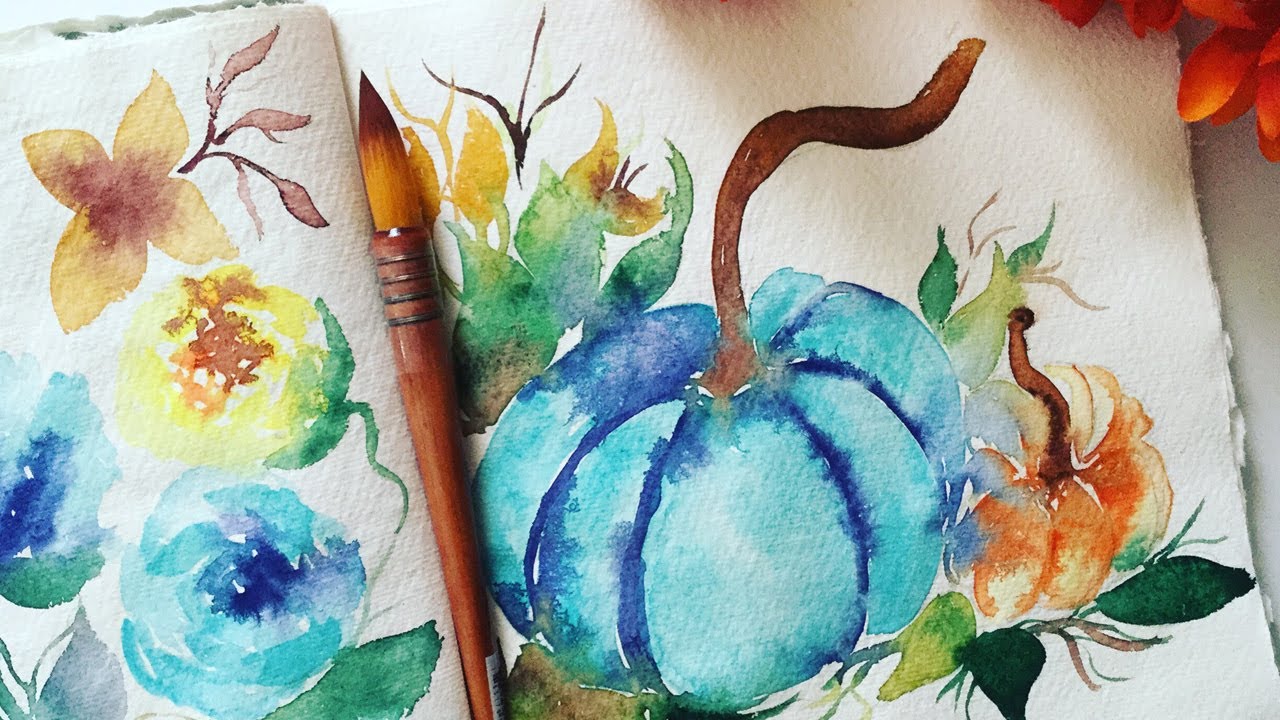 Watercolor Pumpkins 🎃 🍁🍂🍃tutorial - YouTube