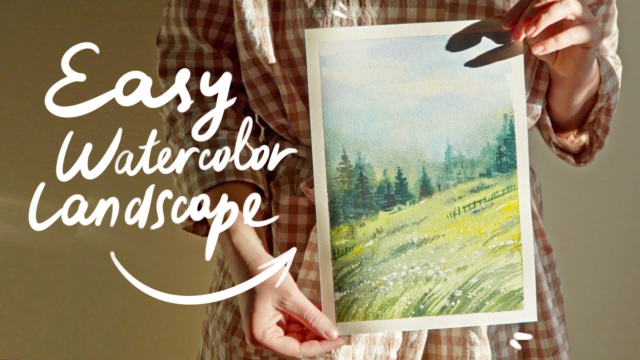 Easy watercolor landscape | Watercolor Tutorial #3 - YouTube